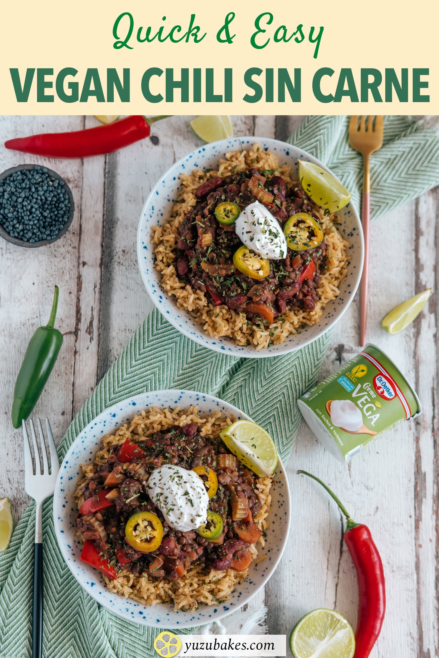 Vegan Chili sin Carne | Yuzu Bakes