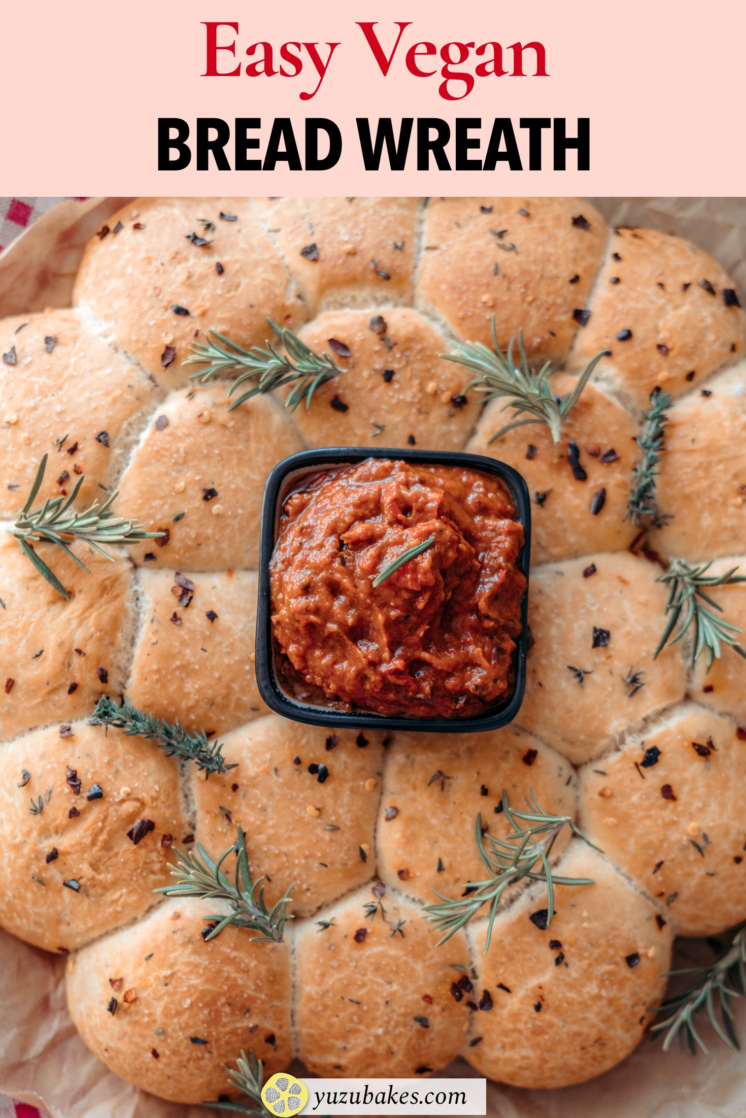 Easy Holiday Bread Wreath | Yuzu Bakes