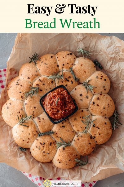 Easy Holiday Bread Wreath | Yuzu Bakes